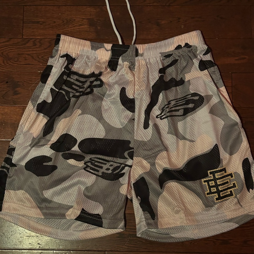 Eric Emanuel Camo Mesh Shorts - Black, Gray, Cream - Gem